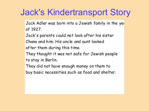 "Jack's Kindertransport Story" - Free stories online. Create books for ...