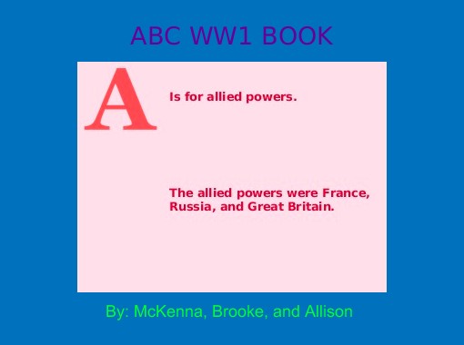 "ABC WW1 BOOK" - Free stories online. Create books for kids | StoryJumper